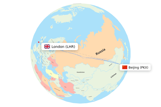 Actual flight paths from Beijing to London - flightpaths.com