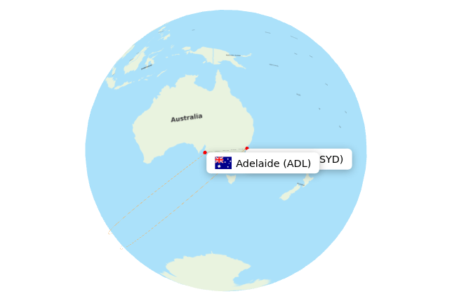 Actual flight paths from Sydney to Adelaide - flightpaths.com